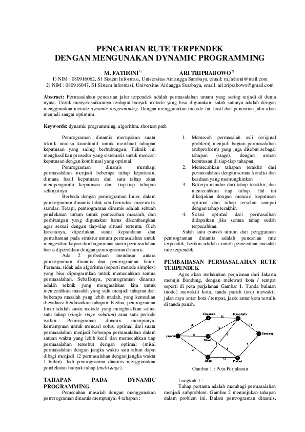 (PDF) PENCARIAN RUTE TERPENDEK DENGAN MENGUNAKAN DYNAMIC PROGRAMMING ARI TRIPRABOWO 2