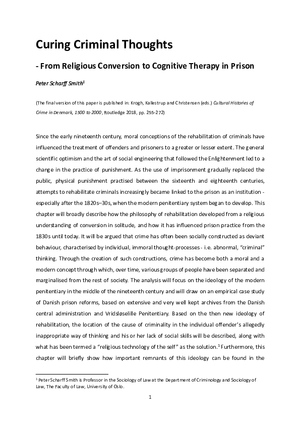 (PDF) Curing Criminal Thoughts - From Religious Conversion to Cognitive ...