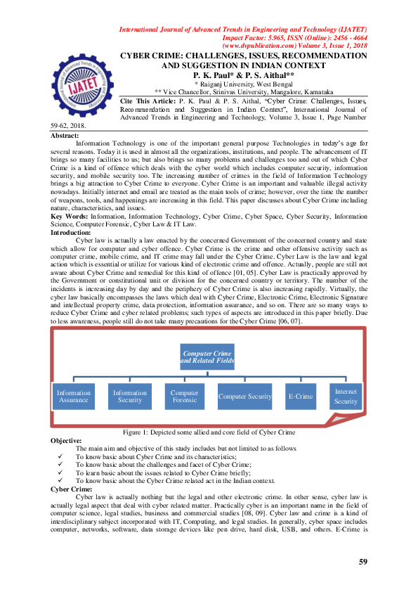 (PDF) Cyber Crime: Challenges, Issues, Recommendation and Suggestion in ...
