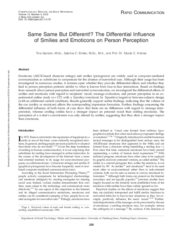(PDF) Same Same But Different!? The Differential Influence of Smilies ...