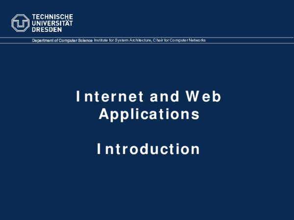 (PDF) Internet and Web Applications