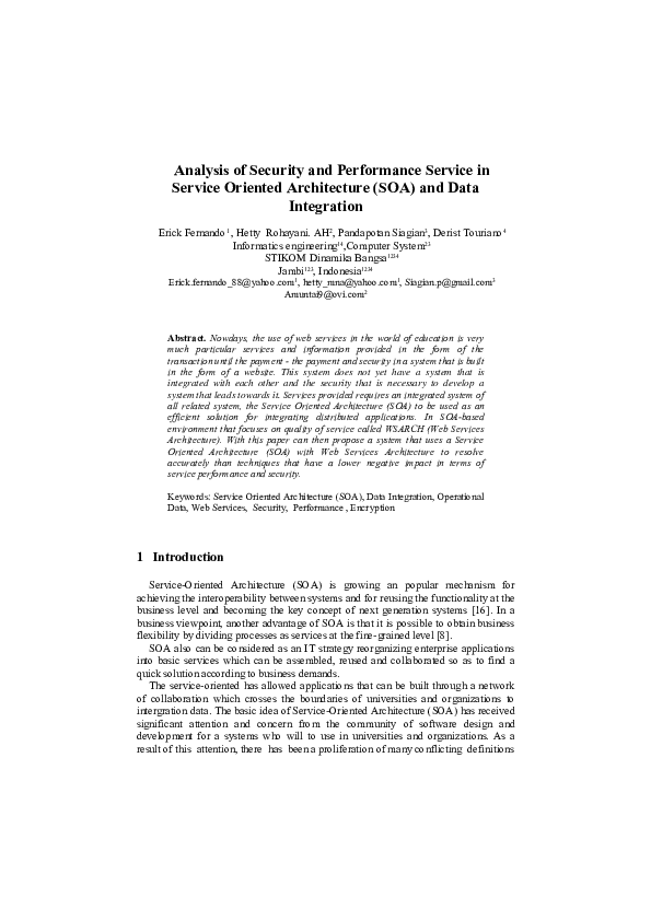 (PDF) Analysis of Security and Performance Service in Service Oriented Architecture (SOA) and ...