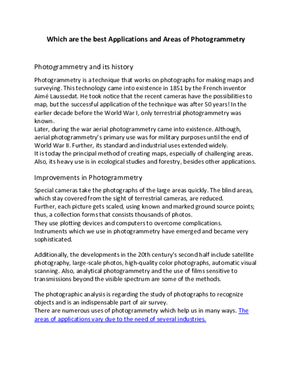 (DOC) Which are the best Applications and Areas of Photogrammetry ...
