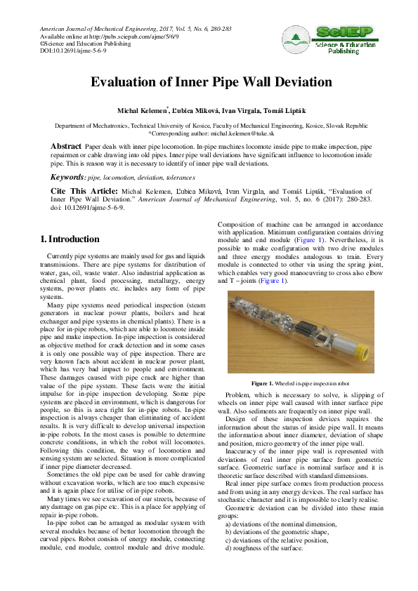 (PDF) Evaluation of Inner Pipe Wall Deviation