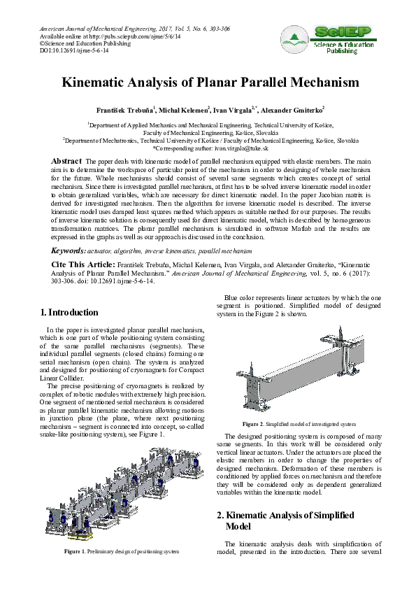 (PDF) Kinematic Analysis of Planar Parallel Mechanism