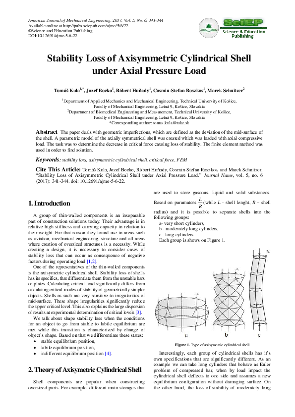 (PDF) Stability Loss of Axisymmetric Cylindrical Shell under Axial ...