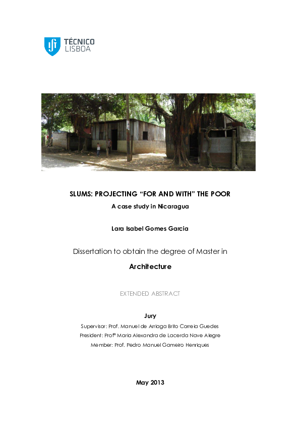 (PDF) SLUMS: PROJECTING " FOR AND WITH " THE POOR A case study in Nicaragua