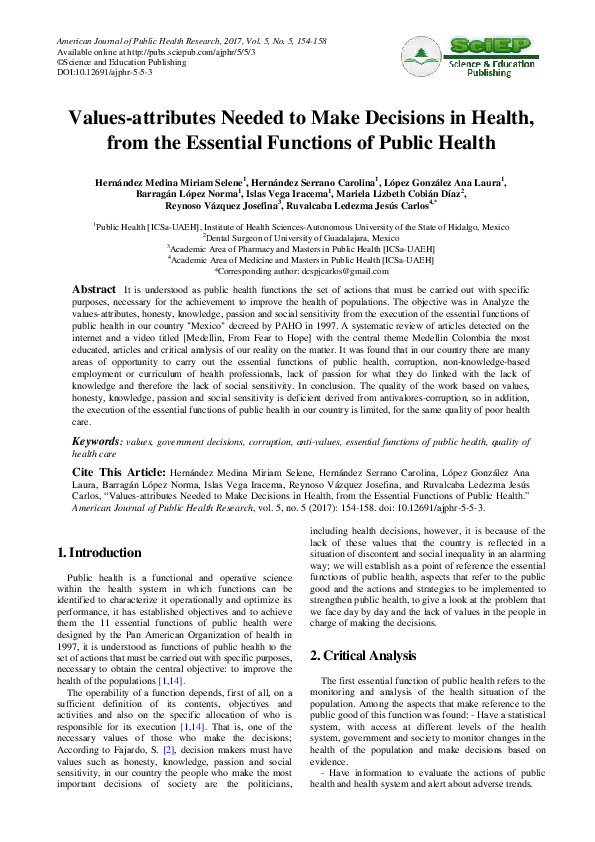 (PDF) Values-attributes Needed to Make Decisions in Health, from the ...