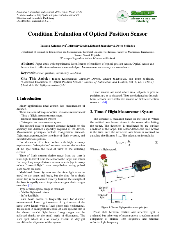 (PDF) Condition Evaluation of Optical Position Sensor | sciepub.com ...