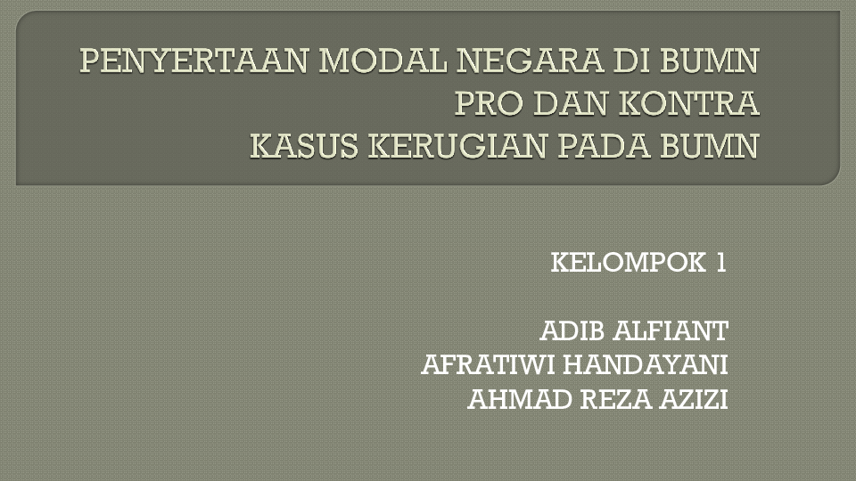 (PPT) Penyertaan Modal Negara di BUMN