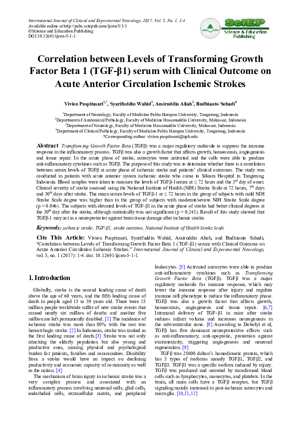 (PDF) Correlation between Levels of Transforming Growth Factor Beta 1 (TGF-β1) serum with ...