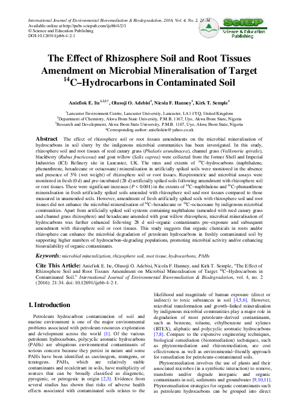 (PDF) The Effect of Rhizosphere Soil and Root Tissues Amendment on Microbial Mineralisation of ...