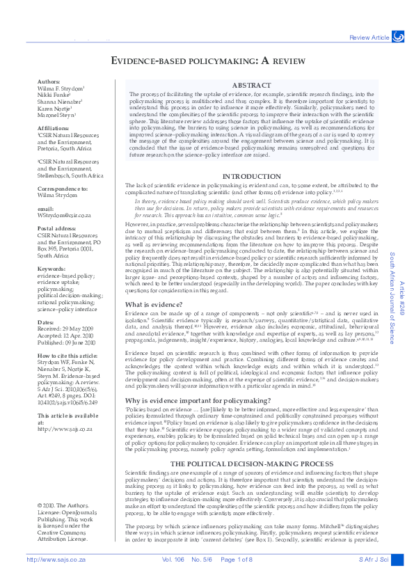 (PDF) Evidence-based policy-making: a review