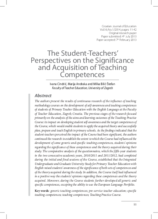 (PDF) The Student-Teachers' Perspectives on the Significance and ...