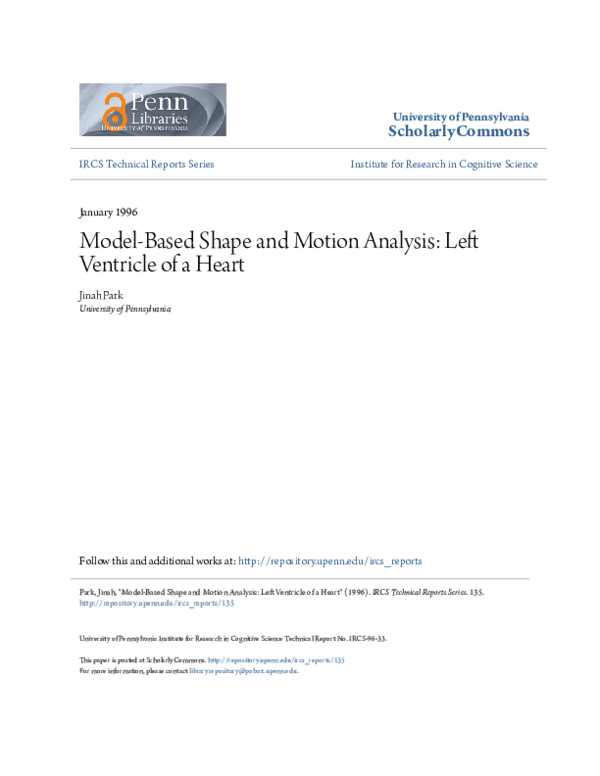 (PDF) Model-Based Shape And Motion Analysis: Left Ventricle Of A Heart