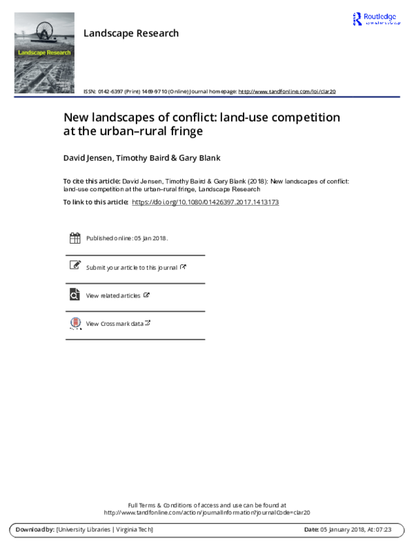 (PDF) Landscape Research New landscapes of conflict: land-use ...