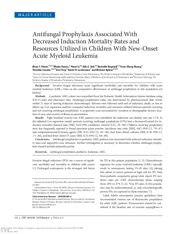 (PDF) Antifungal Prophylaxis Associated With Decreased Induction ...