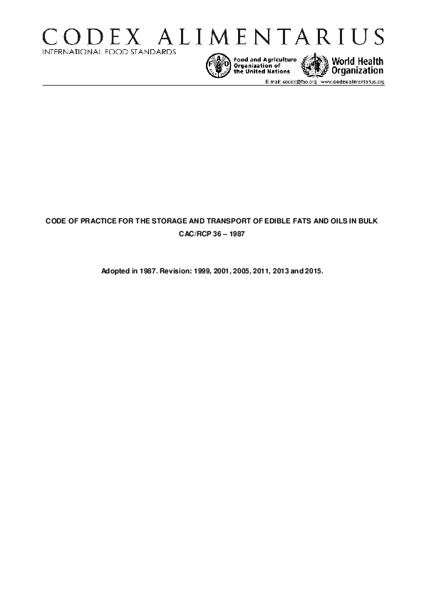 (PDF) CODE OF PRACTICE FOR THE STORAGE AND TRANSPORT OF EDIBLE FATS AND ...