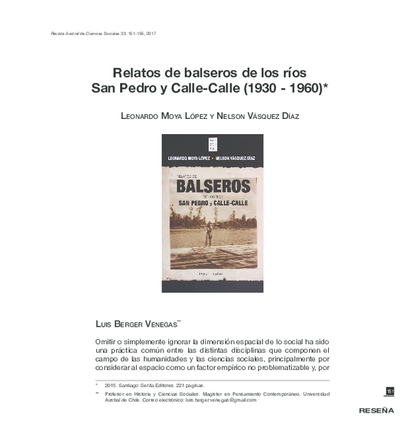 (PDF) Relatos de balseros de los ríos San Pedro y Calle-Calle (1930 - 1960)