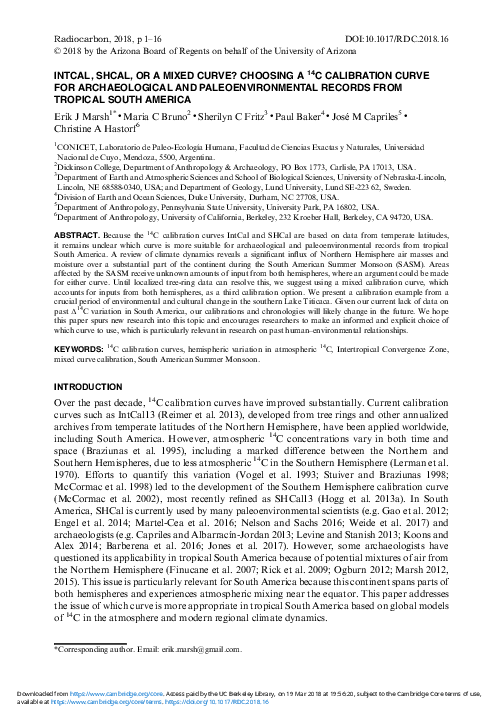 (PDF) IntCal, SHCal, or a mixed curve? Choosing a 14C calibration curve ...