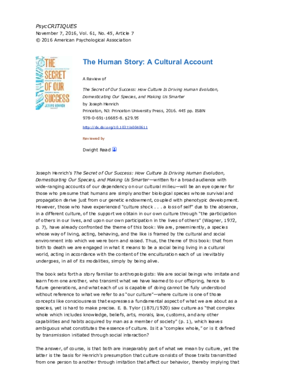 (PDF) The Human Story: A Cultural Account