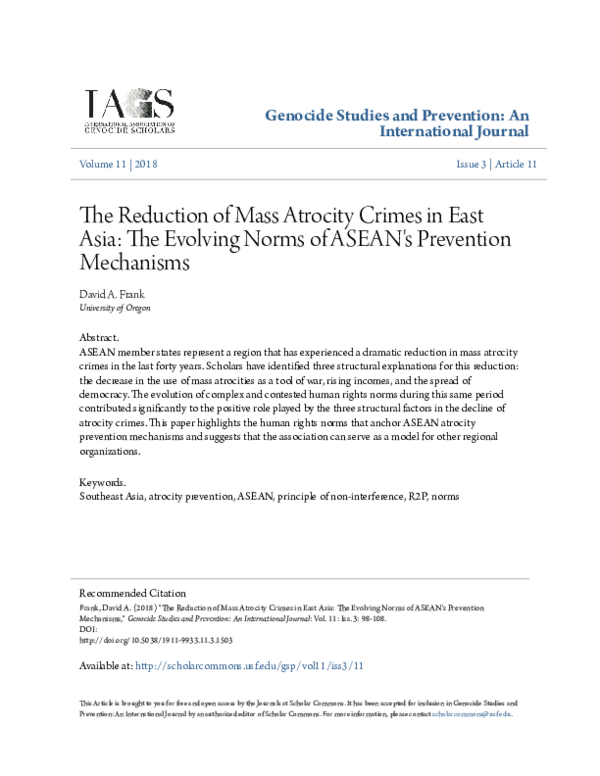 (PDF) Genocide Studies and Prevention: An International Journal The ...