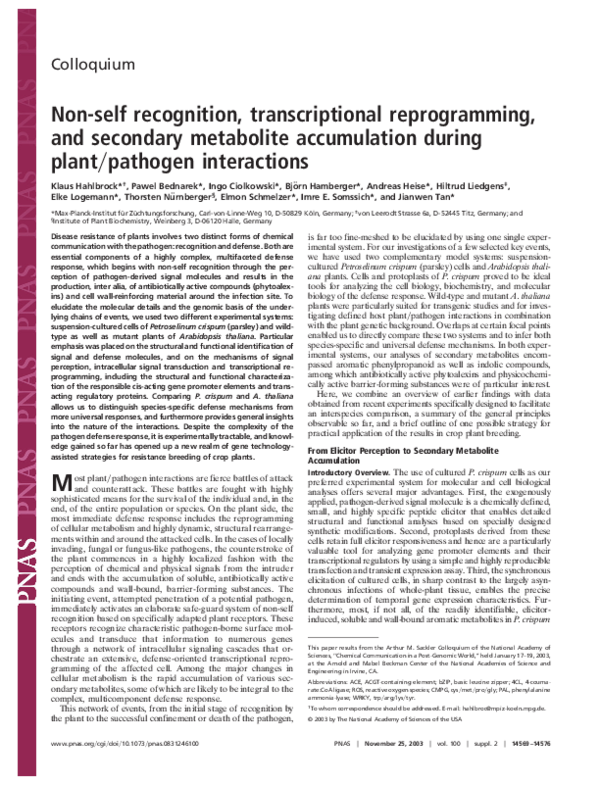 (PDF) Non-self recognition, transcriptional reprogramming, and ...