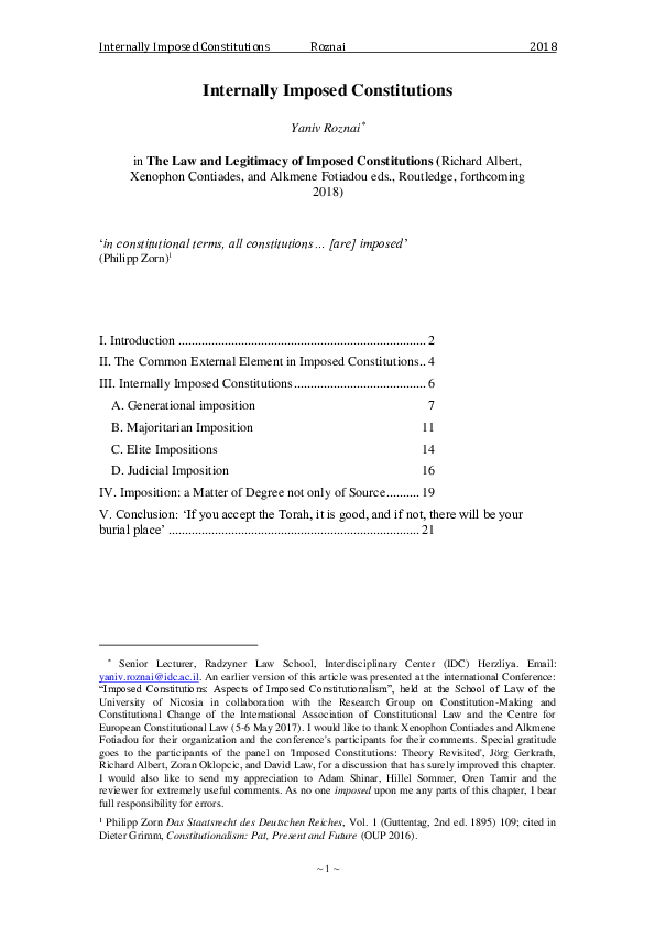 (PDF) Internally Imposed Constitutions
