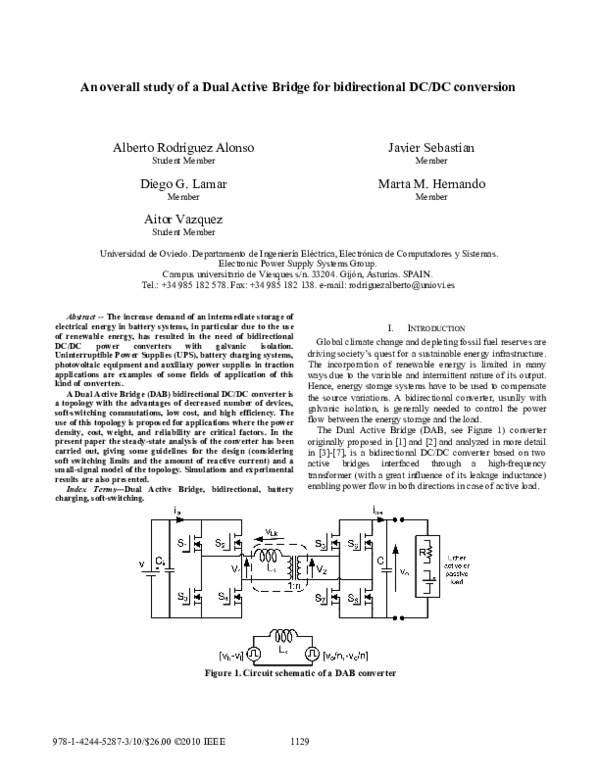 (PDF) An overall study of a Dual Active Bridge for bidirectional DC/DC ...