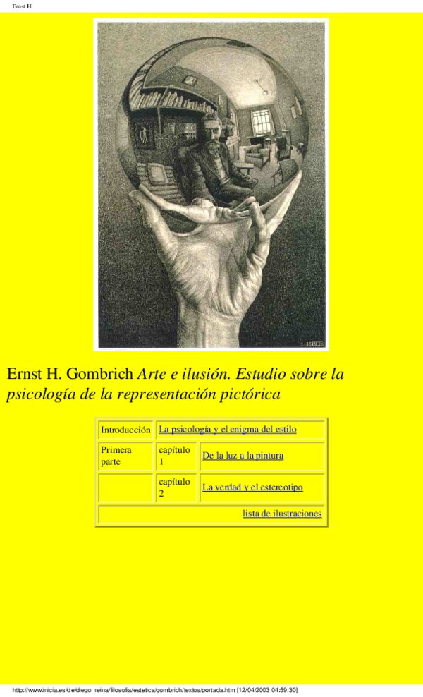 (PDF) Gombrich, Ernst H Arte e Ilusion Estudio Sobre La Psicologia De La Representacion Pictorica