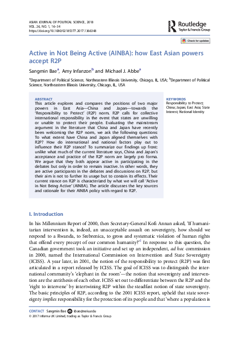(PDF) Active in Not Being Active (AINBA): How East Asian Powers Accept R2P
