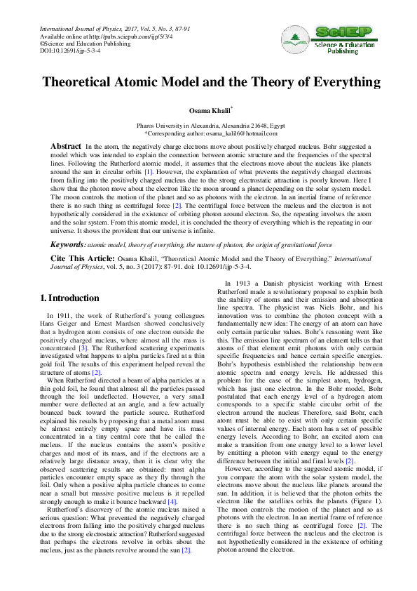 (PDF) Theoretical Atomic Model and the Theory of Everything