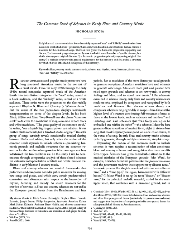 (PDF) The Common Stock of Schemes in Early Blues and Country Music ...
