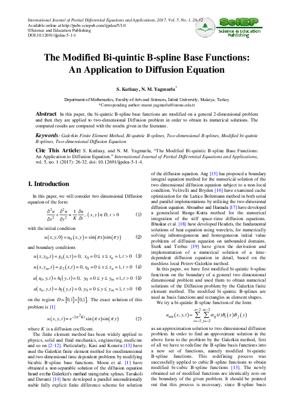 Pdf The Modified Bi Quintic B Spline Base Functions An Application