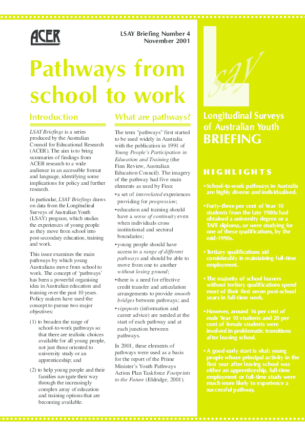 (PDF) Pathways from school to work