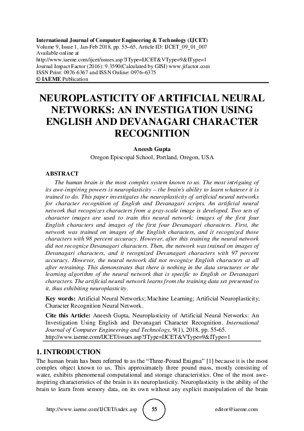 (PDF) NEUROPLASTICITY OF ARTIFICIAL NEURAL NETWORKS: AN INVESTIGATION USING ENGLISH AND ...