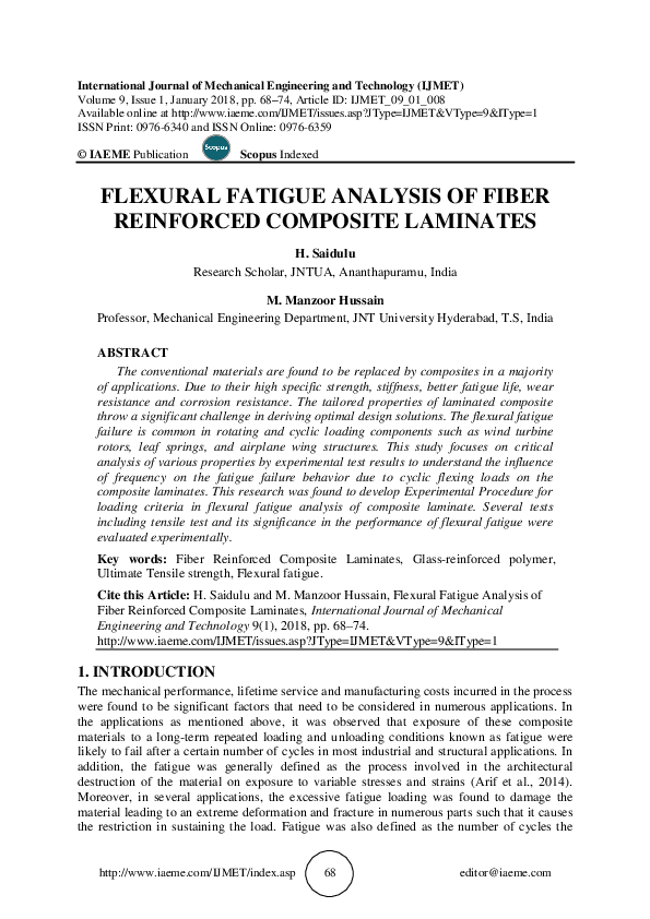 (PDF) FLEXURAL FATIGUE ANALYSIS OF FIBER REINFORCED COMPOSITE LAMINATES