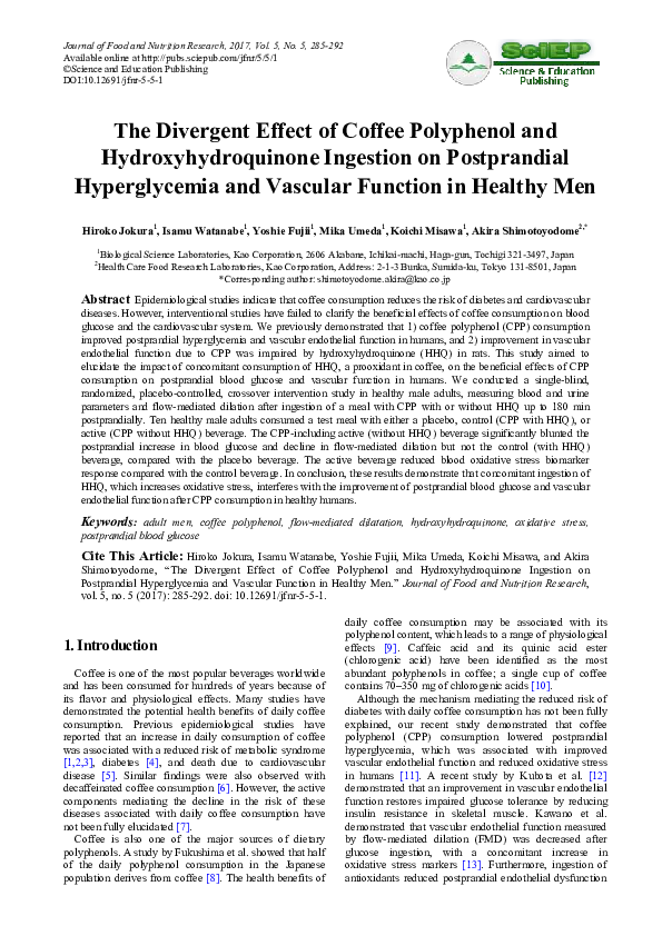(PDF) The Divergent Effect of Coffee Polyphenol and Hydroxyhydroquinone ...