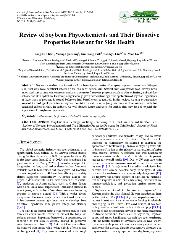 Pdf Review Of Soybean Phytochemicals And Their Bioactive Properties