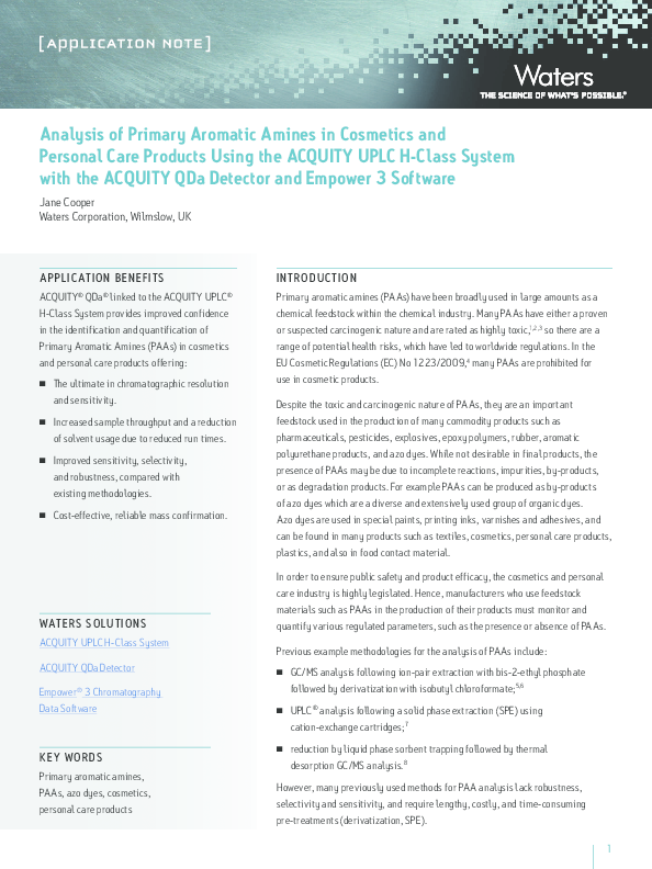(PDF) Primary ACQUITY ® QDa ® linked to the ACQUITY UPLC