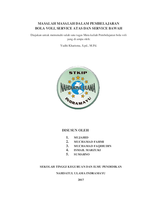 (DOC) MASALAH MASALAH DALAM PEMBELAJARAN BOLA VOLI, SERVICE ATAS DAN ...