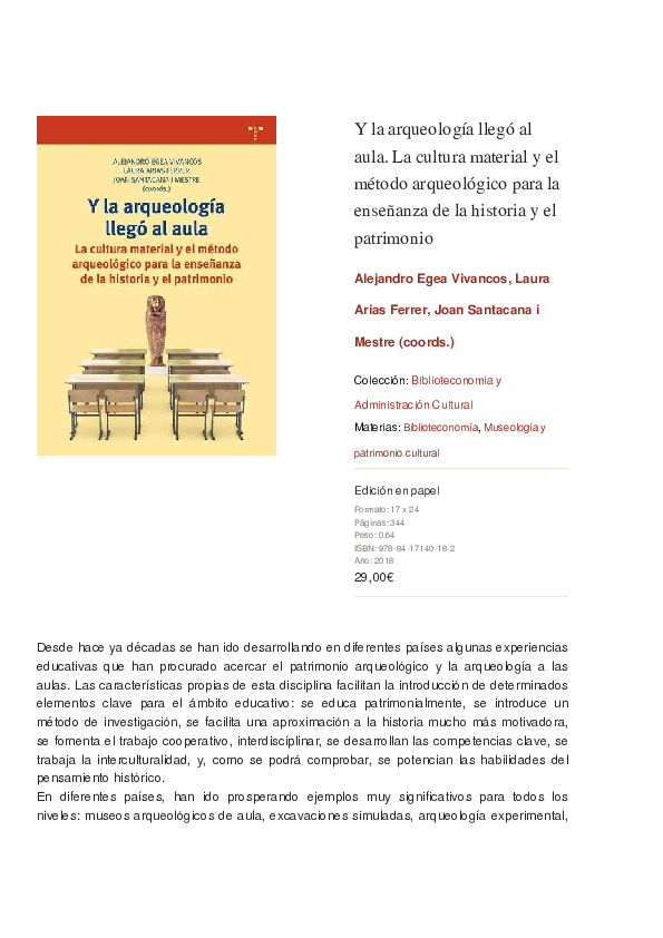 (PDF) Y la arqueología llegó al aula. La cultura material y el método ...