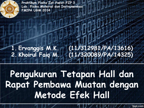 (PDF) Pengukuran Tetapan Hall dan Rapat Pembawa Muatan dengan Metode ...