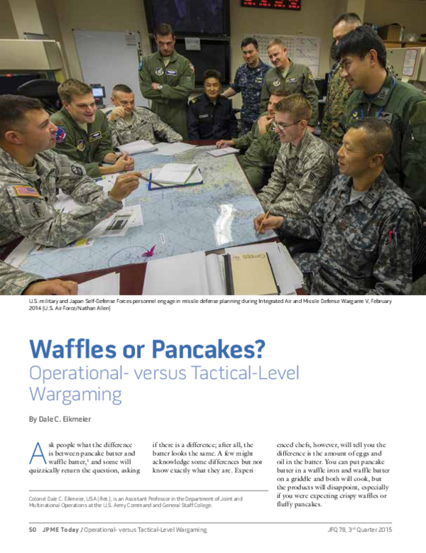 (PDF) Waffles or Pancakes? Operational-versus Tactical-Level Wargaming