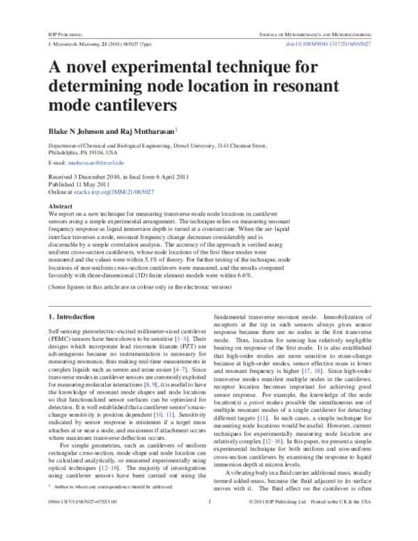 (PDF) A novel experimental technique for determining node location in ...