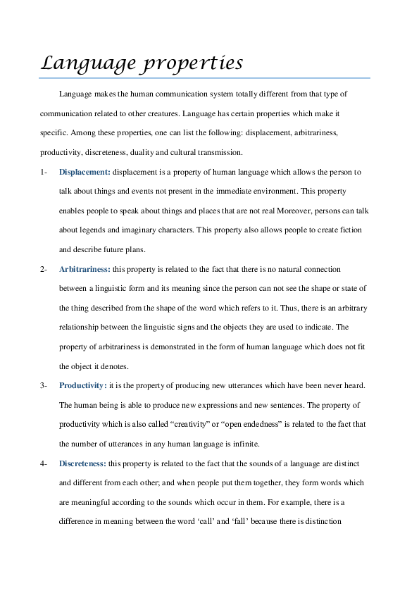 (DOC) Language properties