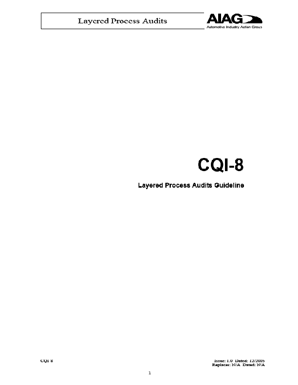 Layered Process Audit Guideline CQI-8 PDF PDF, 52% OFF