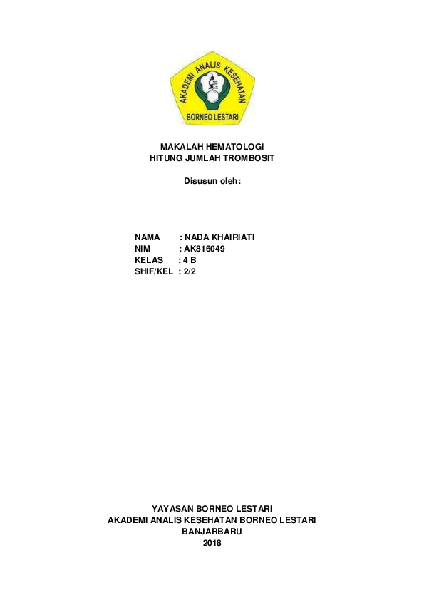(PDF) MAKALAH HEMATOLOGI HITUNG TROMBOSIT