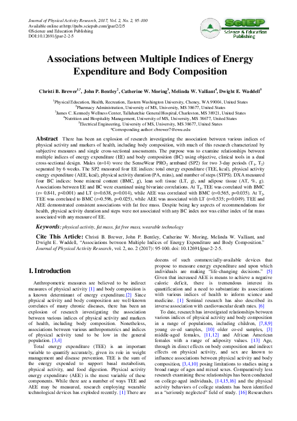(PDF) Associations between Multiple Indices of Energy Expenditure and ...