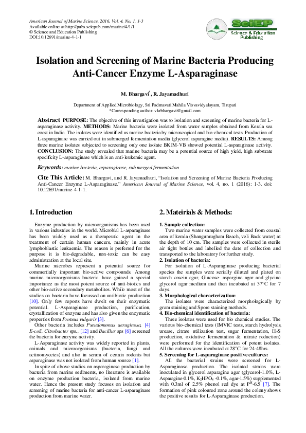 (PDF) Isolation and Screening of Marine Bacteria Producing Anti-Cancer ...